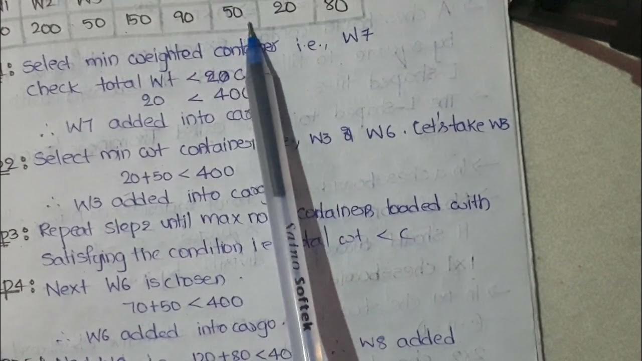 Container loading Example||Greedy method||Design and analysis of algorithms - YouTube