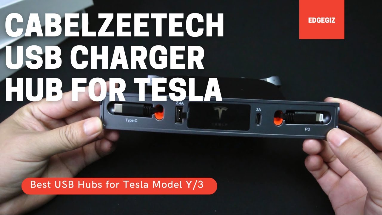 2023 Updated USB Charger Hub with Retractable Cables For Tesla Model Y ...