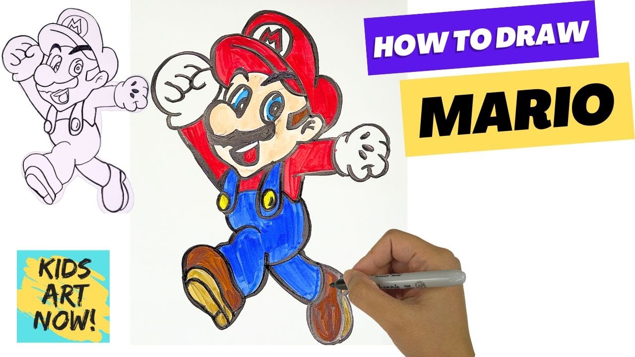How to Draw Mario | Easy Step-by-Step Tutorial for Kids - YouTube