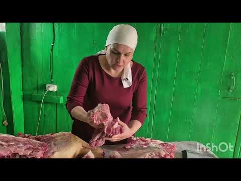 Забой свиньи и разделка мяса , для домашнего использования 