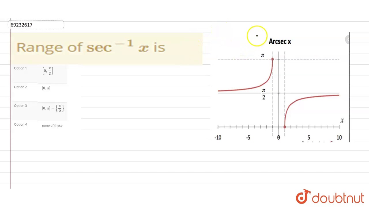 Range of `sec^(-1)x` is - YouTube