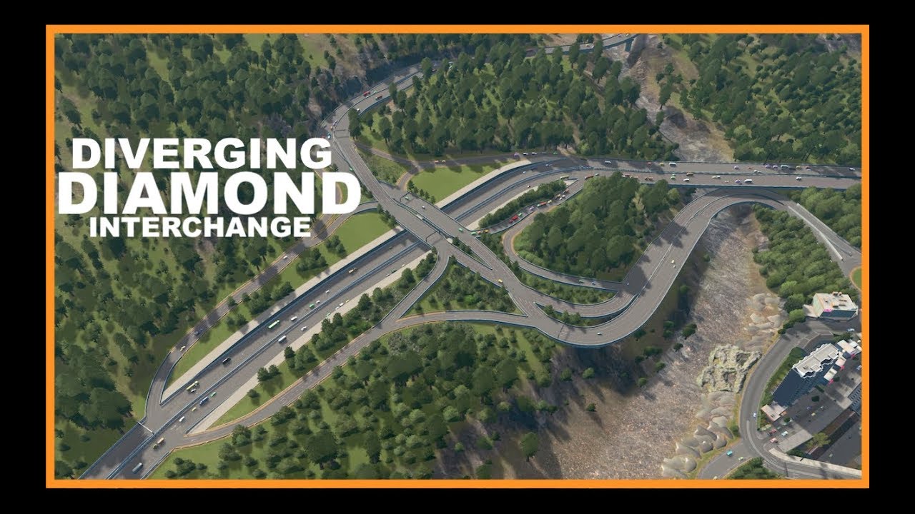 Building A DIVERGING DIAMOND INTERCHANGE | Cities Skylines - YouTube