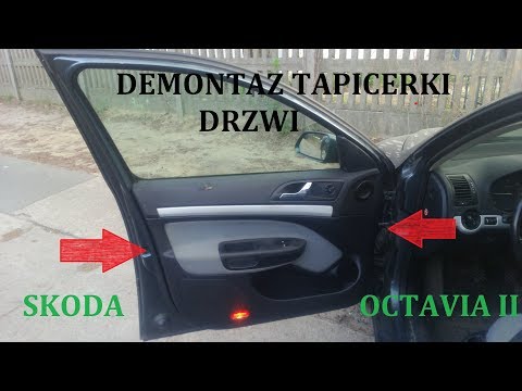 Demontaż tapicerki drzwi kierowcy Skoda Octavia II, Remove front door panel Skoda Octavia II