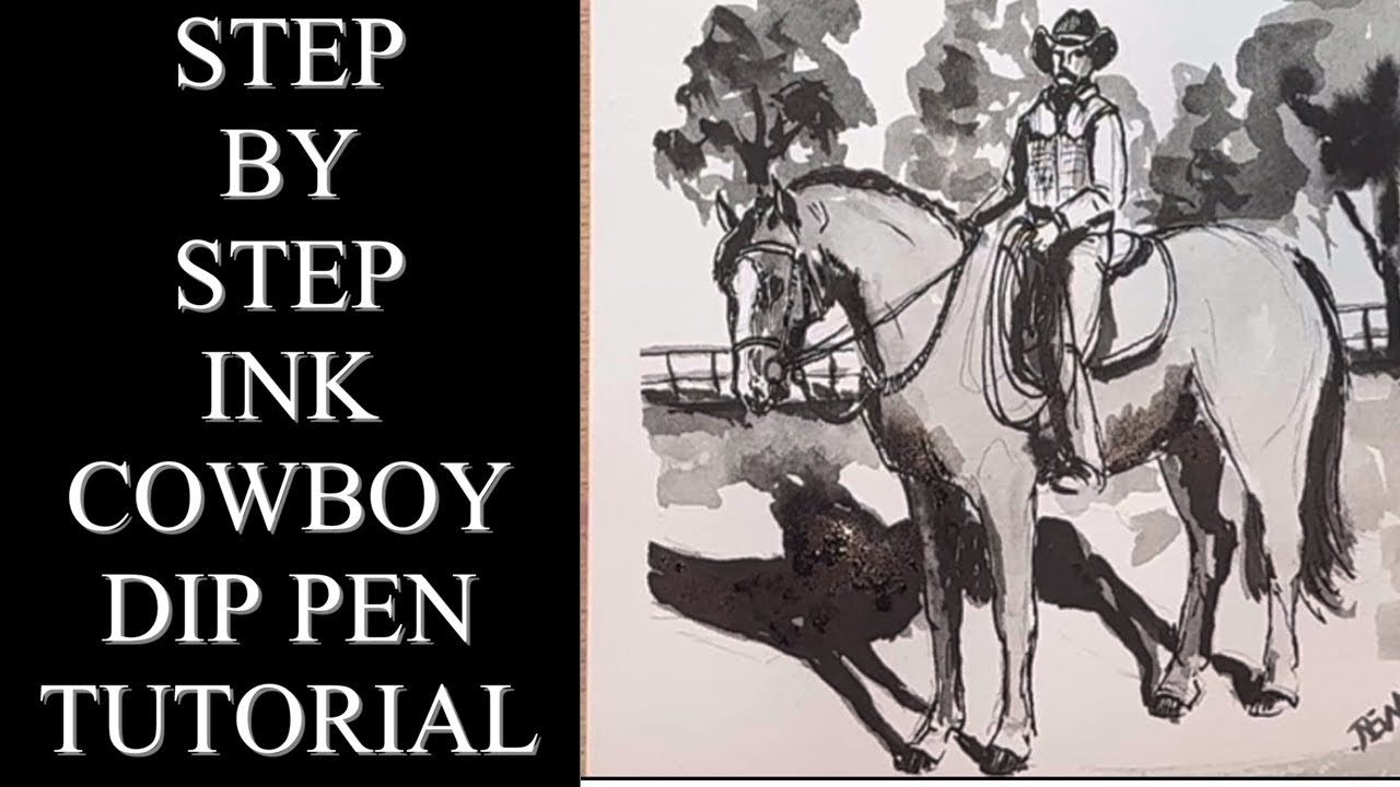 Step by step ink drawing , easy dip pen tutorial - YouTube