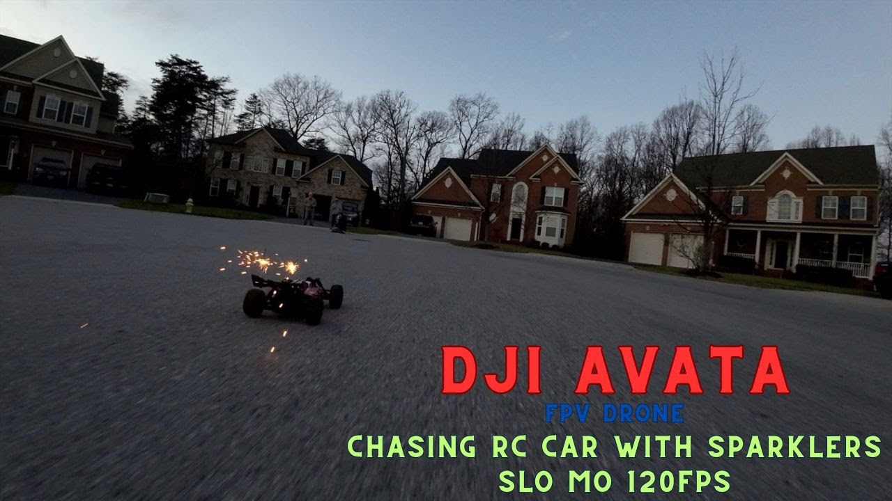 DJI AVATA FPV Drone Chasing RC Car with Sparklers SLO MO #fpvdrone # ...