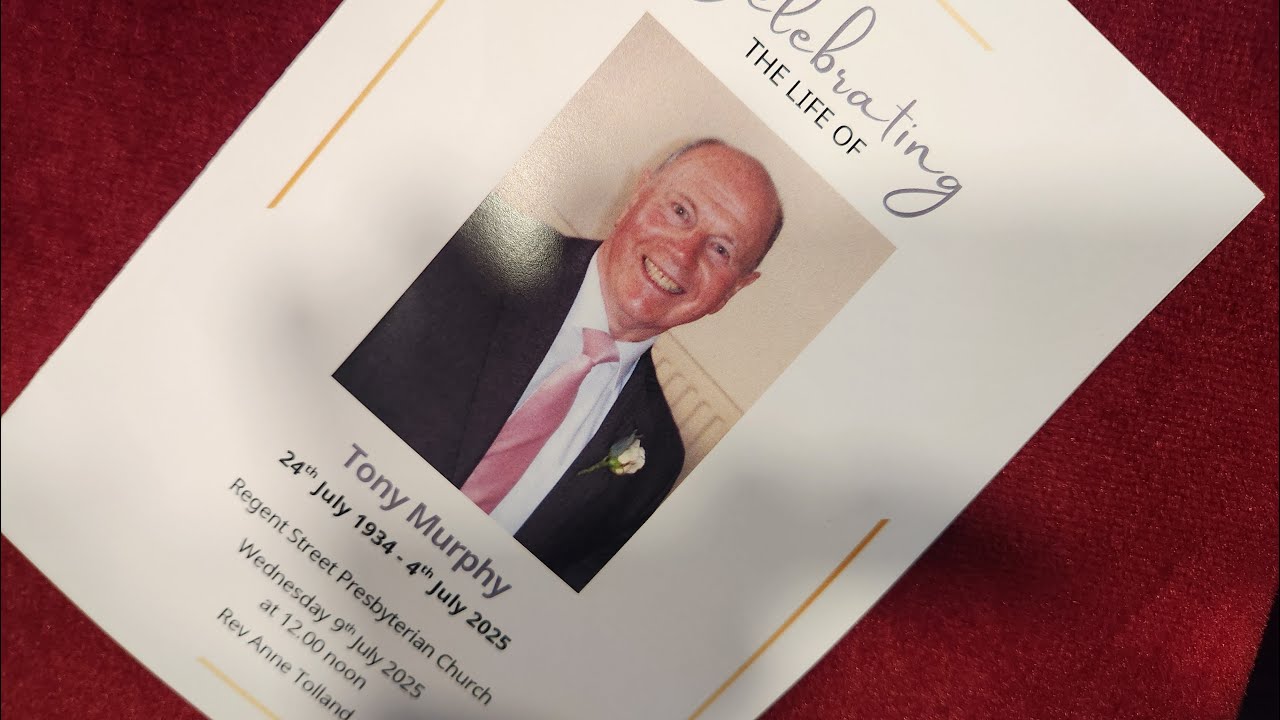 Funeral Service for Tony Murphy - 9th July 2025 @ 12:00pm - YouTube