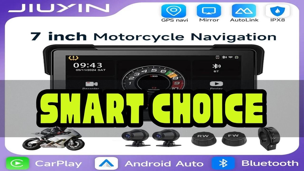 7 Inch Motorcycle Portable Navigation GPS Wireless Carplay Android Auto ...