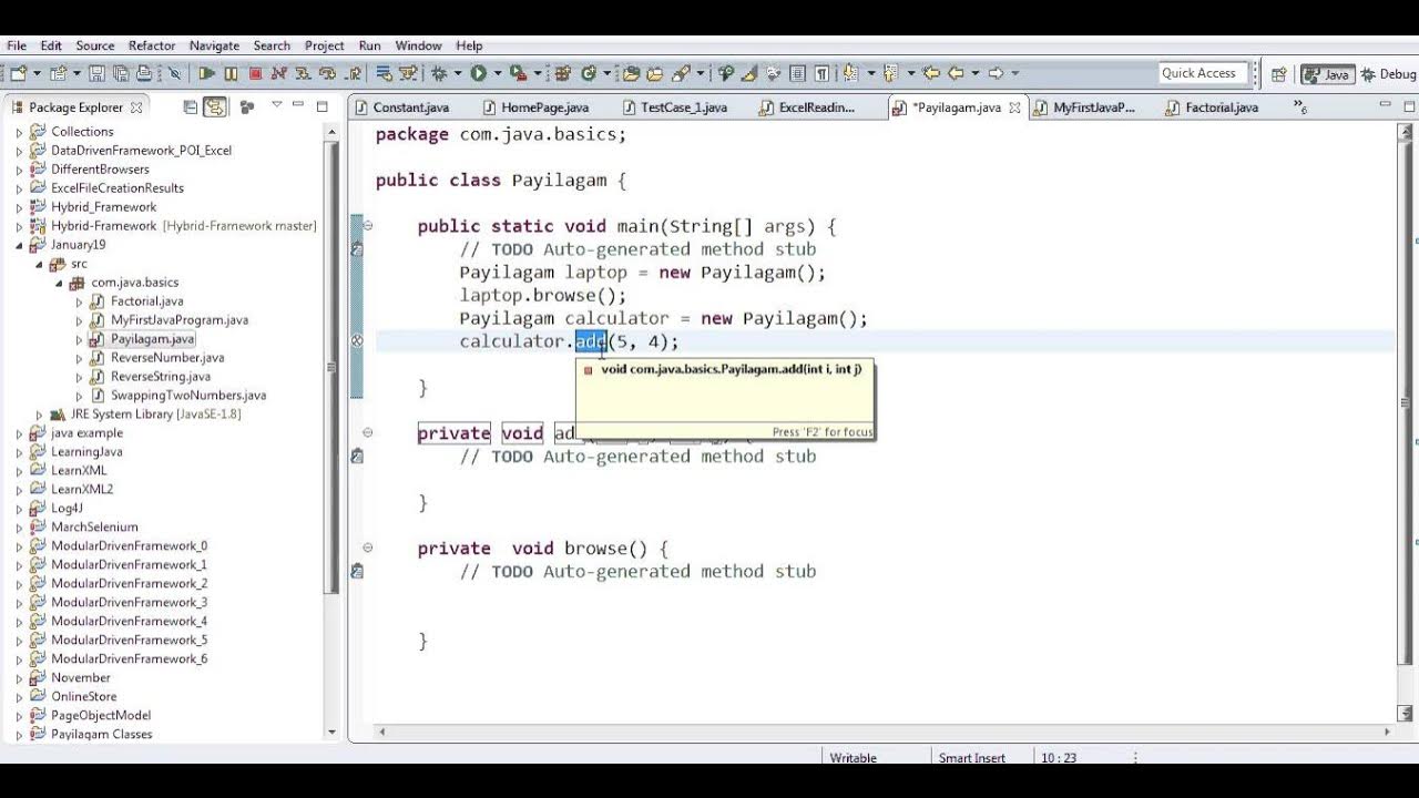 Java in Tamil - Passing parameters in methods in same class - YouTube