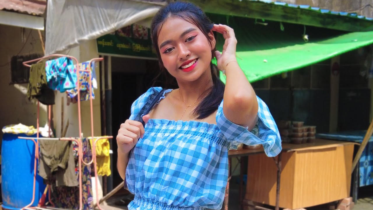 Fun Burmese Girl guides you through Yangon neighborhood - YouTube