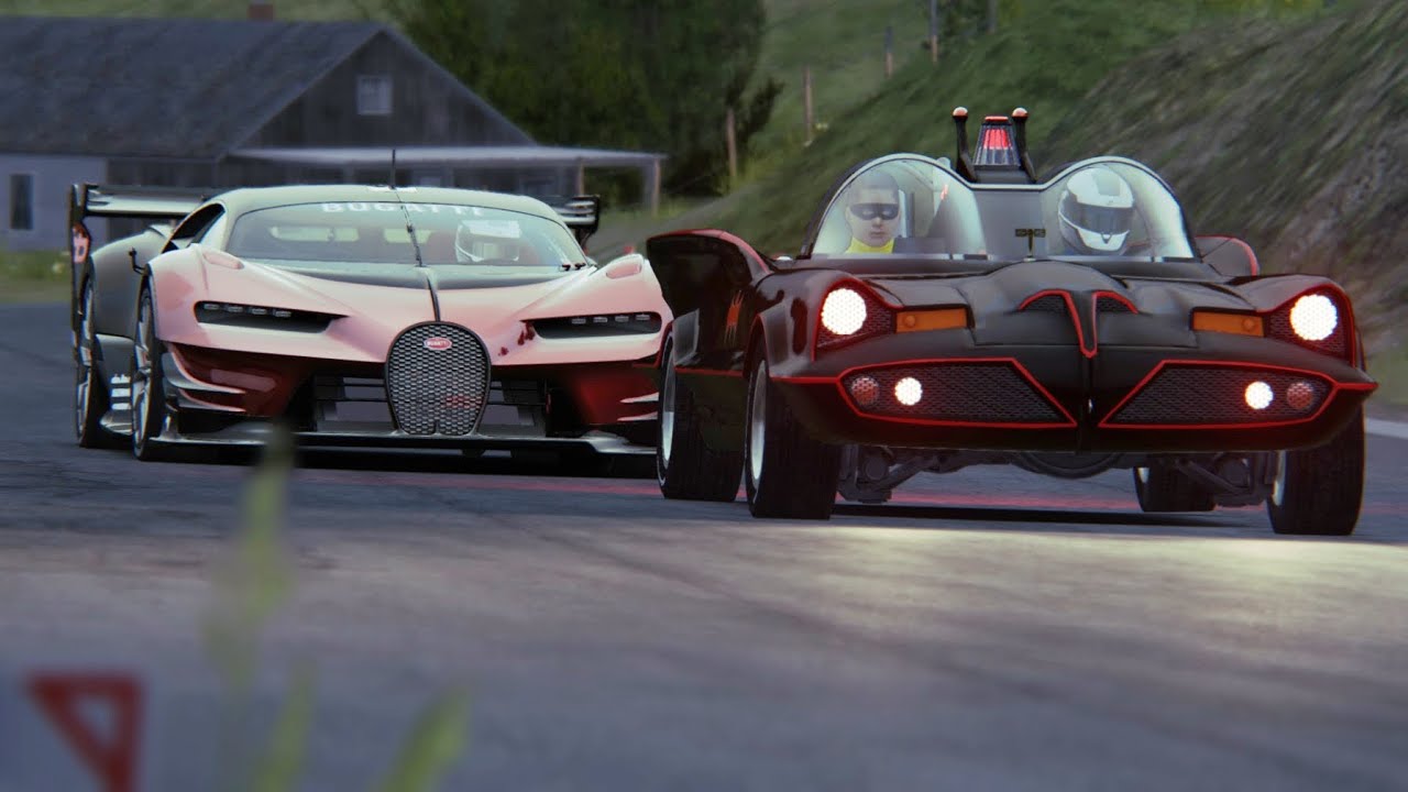 Batmobile 1966 vs Bugatti Vision GT at Old SPA - YouTube