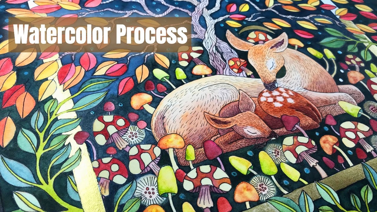 Creating "Autumn Fable" - Watercolor Line And Wash Fairy Tale 🦌 🍂 - YouTube