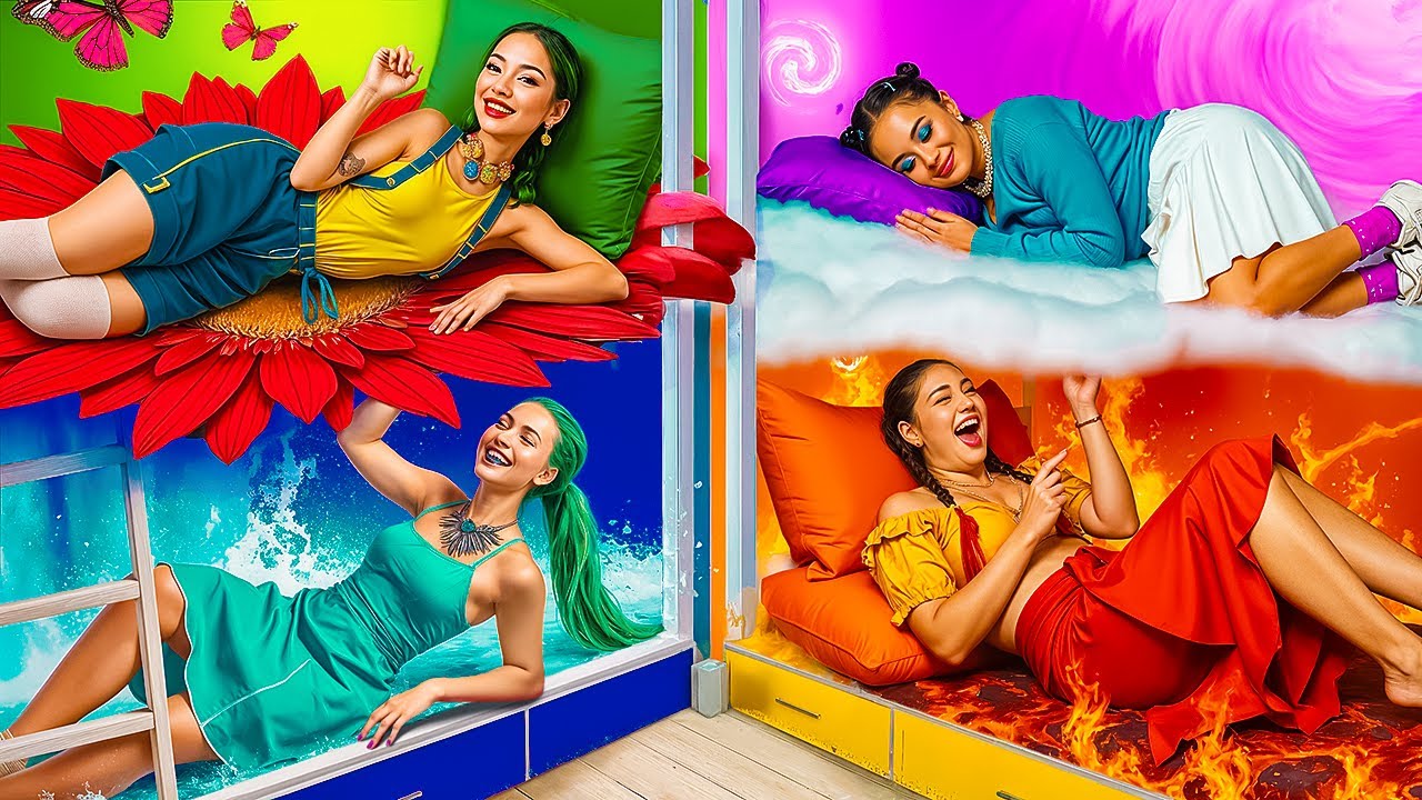 ¡Chica de Fuego, Agua, Aire y Tierra en la vida real! ¡Batalla mágica de los Cuatro Elementos ...