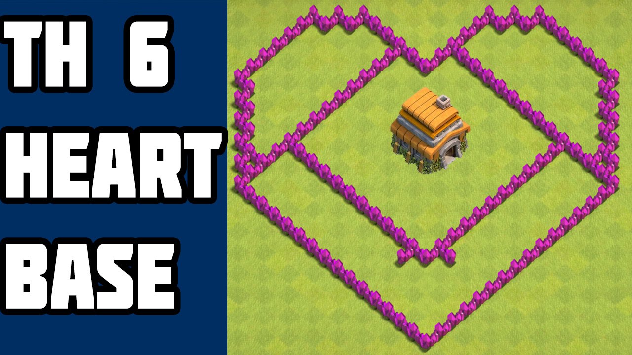 Clash Of Clans th6 Hybrid Base 2016 | Heart Base Town Hall 6 2016 - YouTube