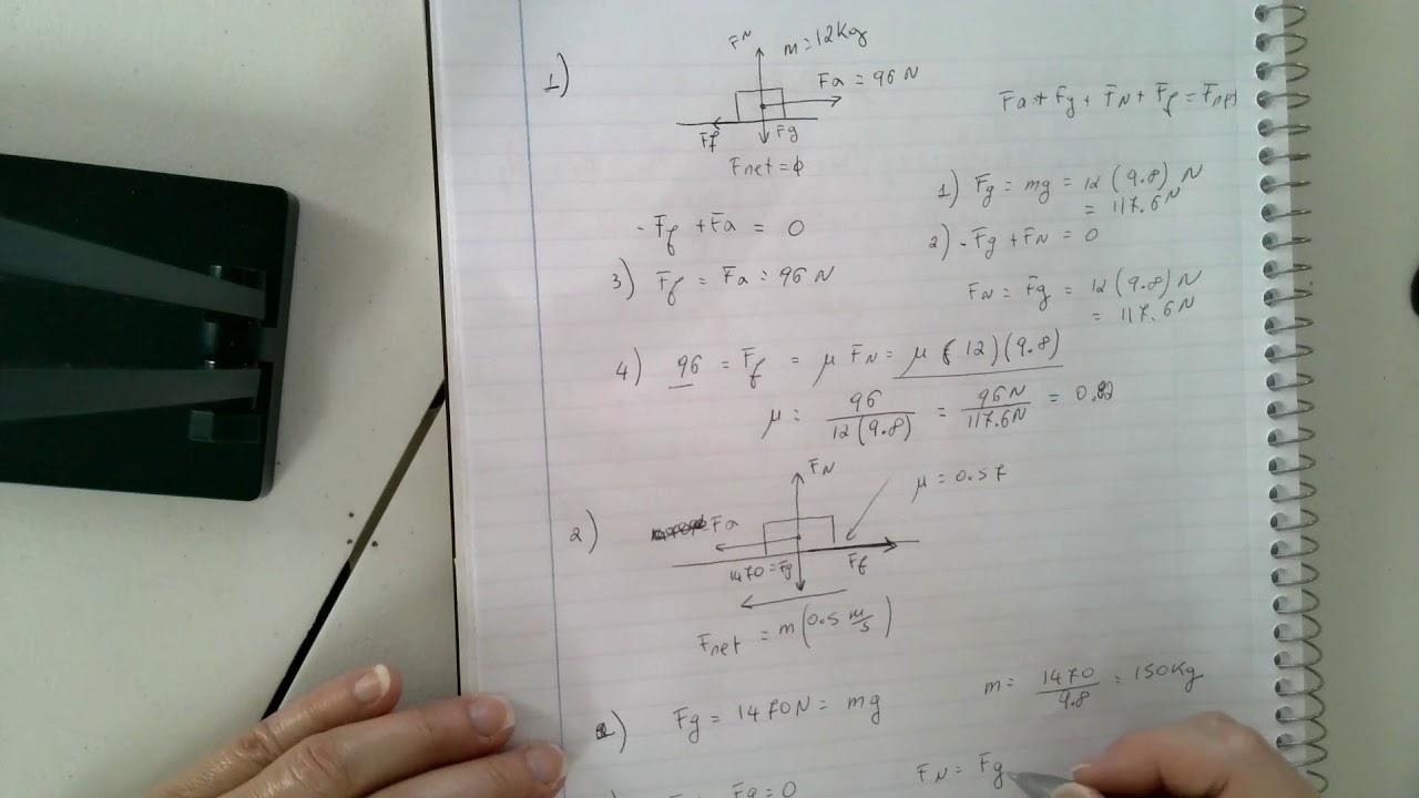 Honors HW on friction forces problems 1 11 - YouTube