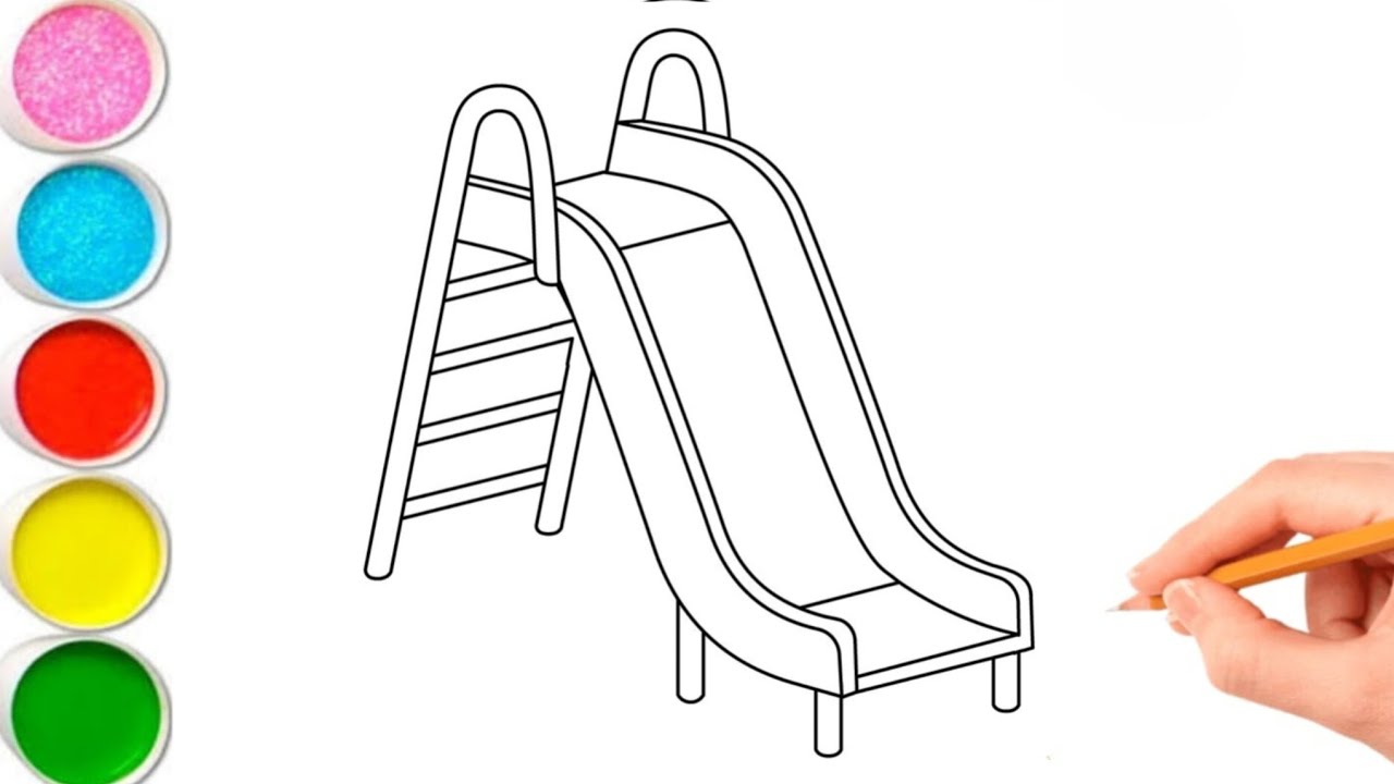 How to Draw a Playground Slide Step by Step Easy | Simple Slide drawing ...