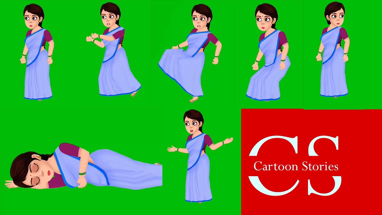Green Screen Cartoon Village Lady | Village Lady Green Screen Animation ...