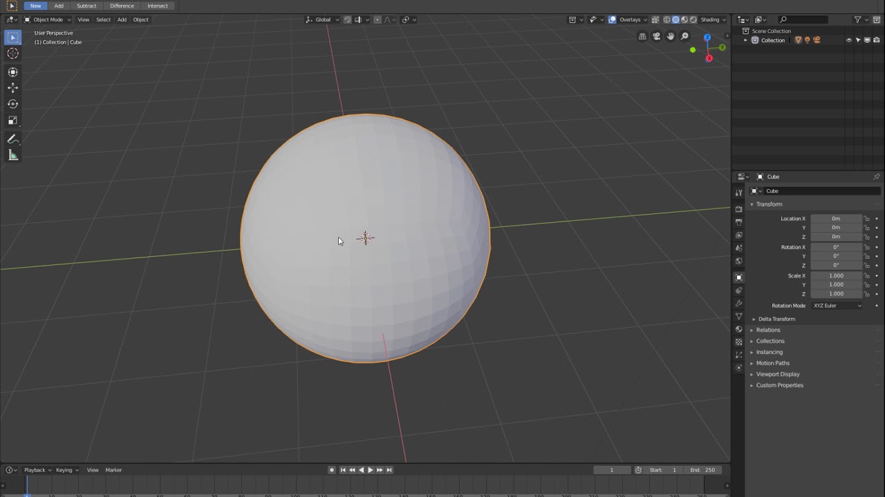 How To Transform Default Cube In Sphere With Quad Faces Youtube