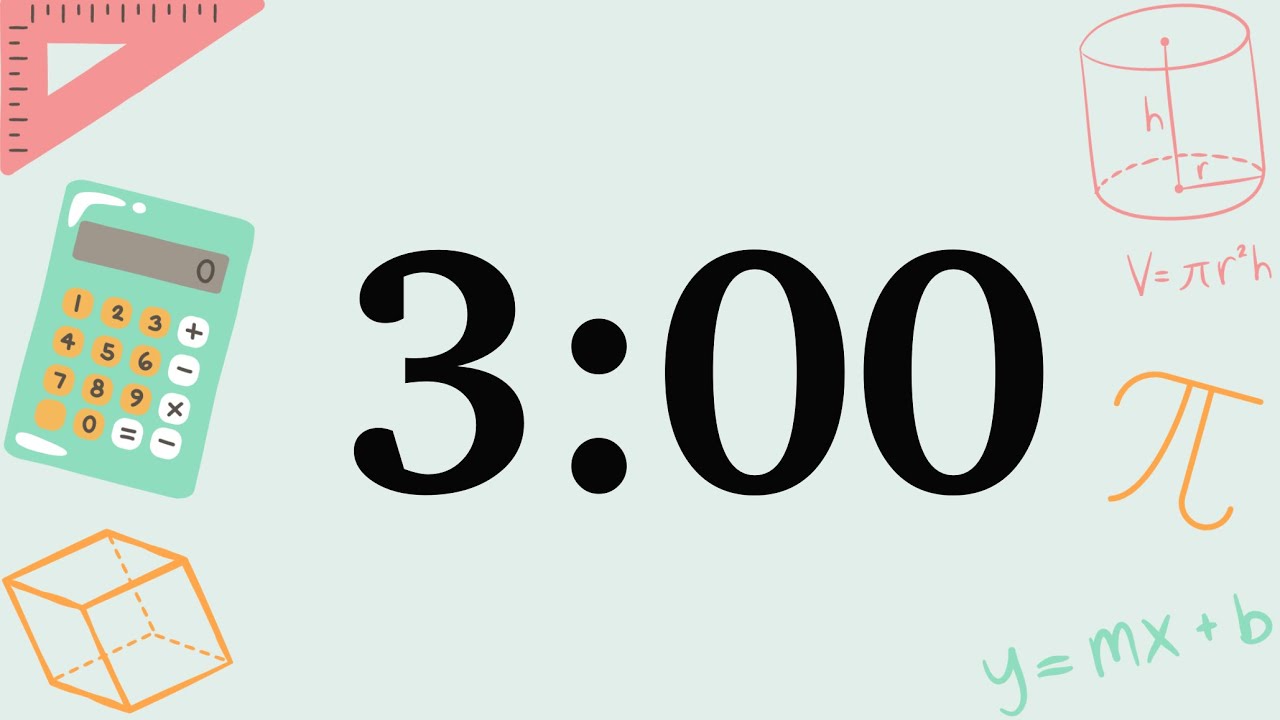 3 Minute Fun Math Timer (Soft Synth Tones at End) - YouTube
