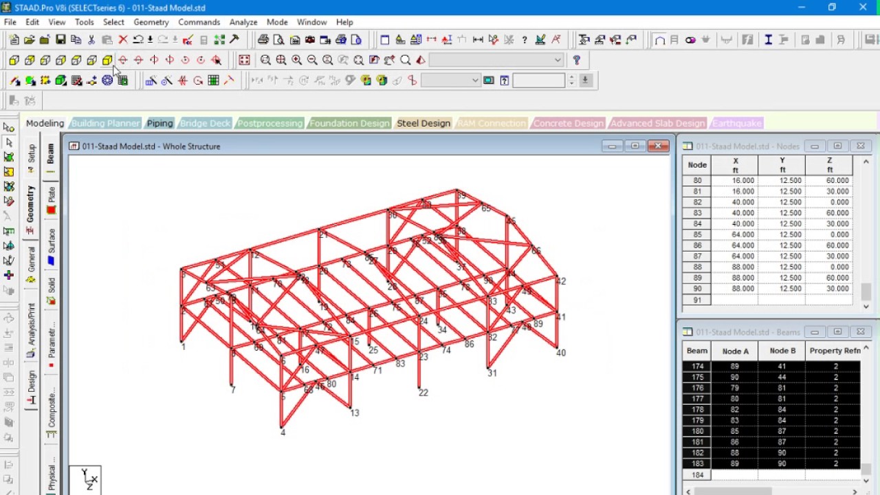 STAAD Modelling Exercise Tutorial 2 - Orientation of Local Axis - YouTube
