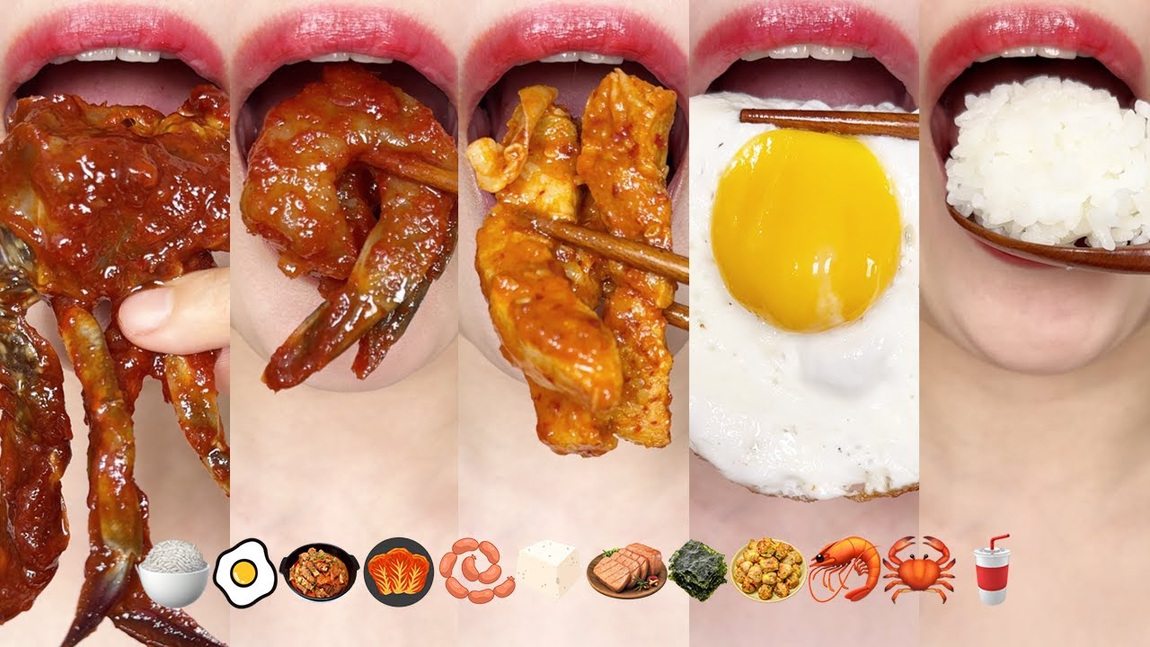 asmr KOREAN HOME MEAL FOOD (KIMCHI JJIM, SPICY MARINATED CRAB) 집밥 먹방 ...