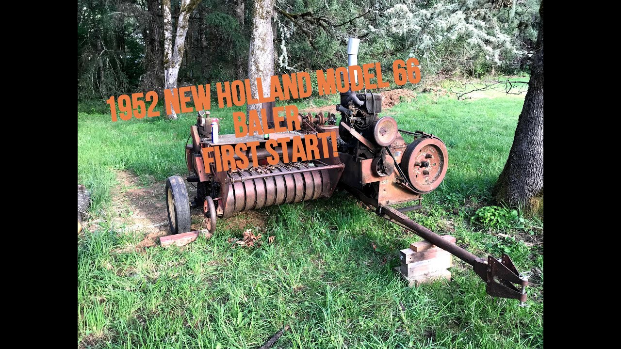 1952 New Holland Model 66 Baler: First Start! - YouTube