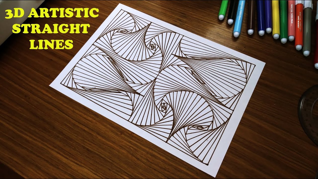 HOW TO DRAW 3D ARTISTIC STRAIGHT LINES | SPIRAL PATTERN WITH OPTICAL ...