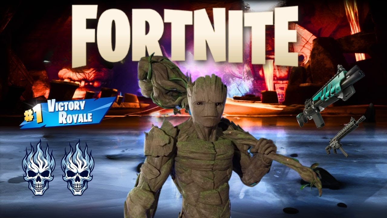 Fortnite intense Solo vs Squads Zero Build Gameplay, New Groot Skin ...