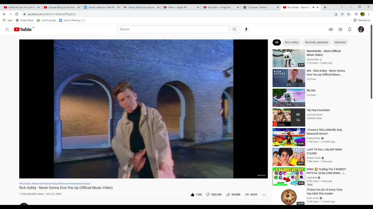 Rick Astley Never Gonna Give You Up Official Music Video YouTube Google ...