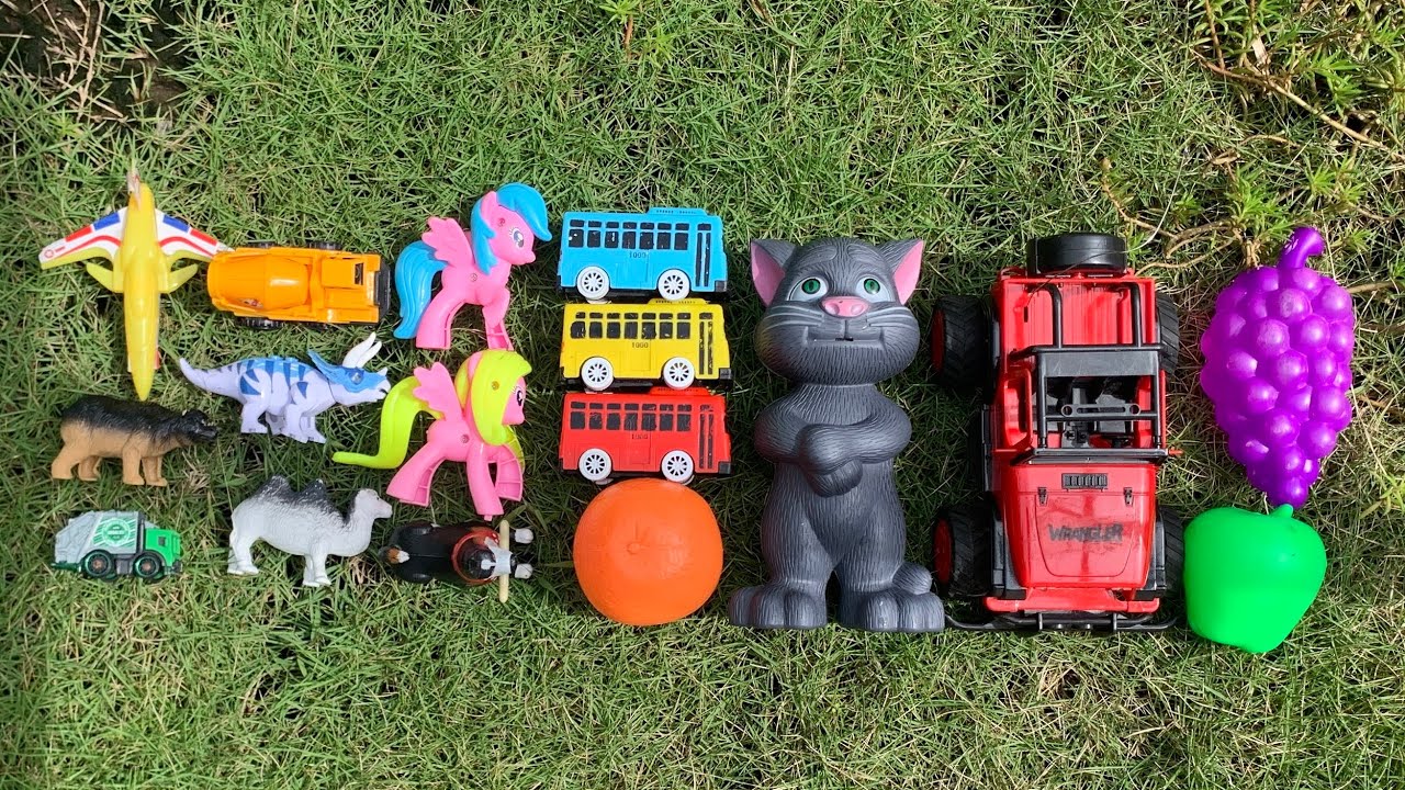 mencari mainan anak talking tom, bus tayo, unicorn, dinosaurus, mobil ...