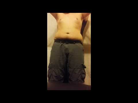Skinny friend plays with my fat belly. WITH A BELT