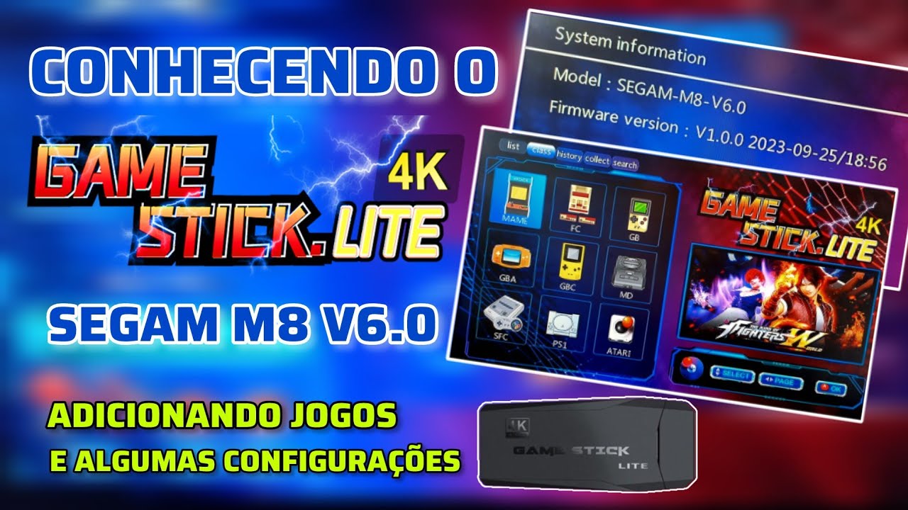 CONHECENDO O GAME STICK 4K LITE SEGAM M8 V6.0 E ADICIONANDO JOGOS NELE - YouTube