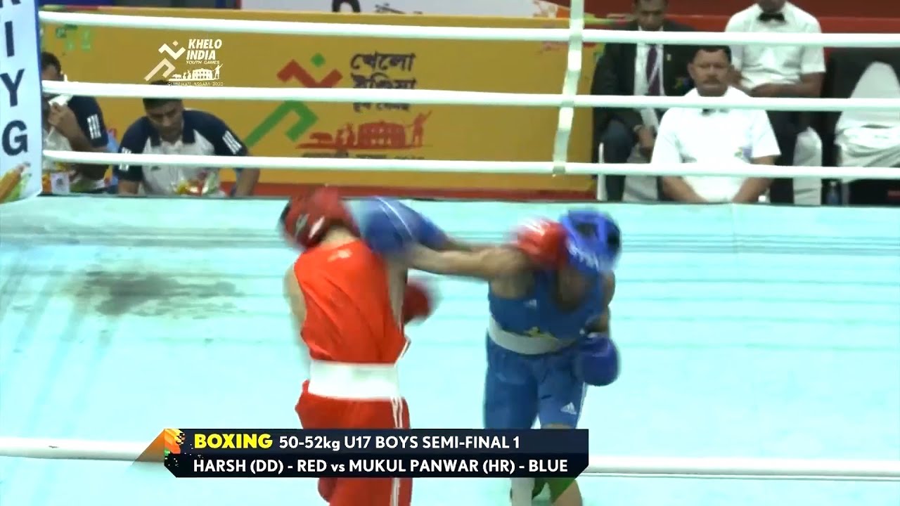 U17 Boys 50-52Kg Boxing Semi Final - Harsh (DD) Vs Mukul Panwar (HR ...