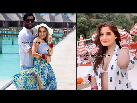 Arti singh masti/fun in honeymoon in Maldives after her Royal wedding with husband Deepak ...