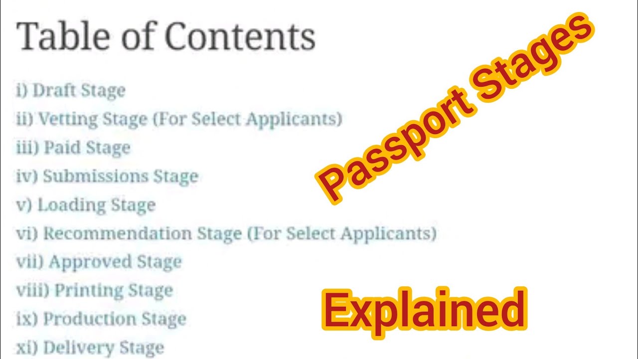 Passport Stages || Meaning Of All Passport Stages || Passport ...