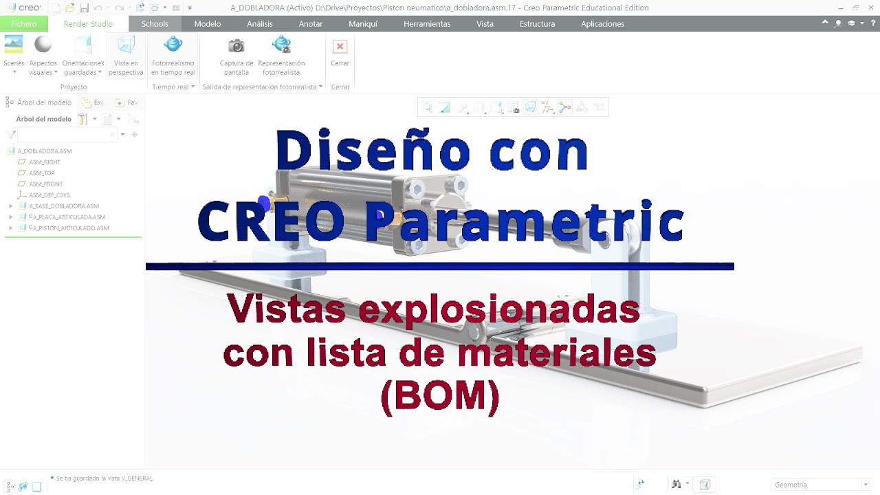 Diseño con CREO 11. Vistas explosionadas con lista de materiales (BOM ...