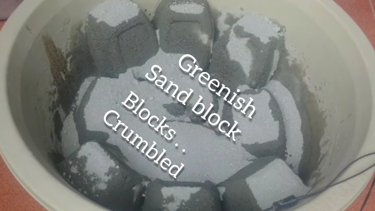 Asmr : soft crispy green sand blocks crumbling & water pouring 😴😴 ...