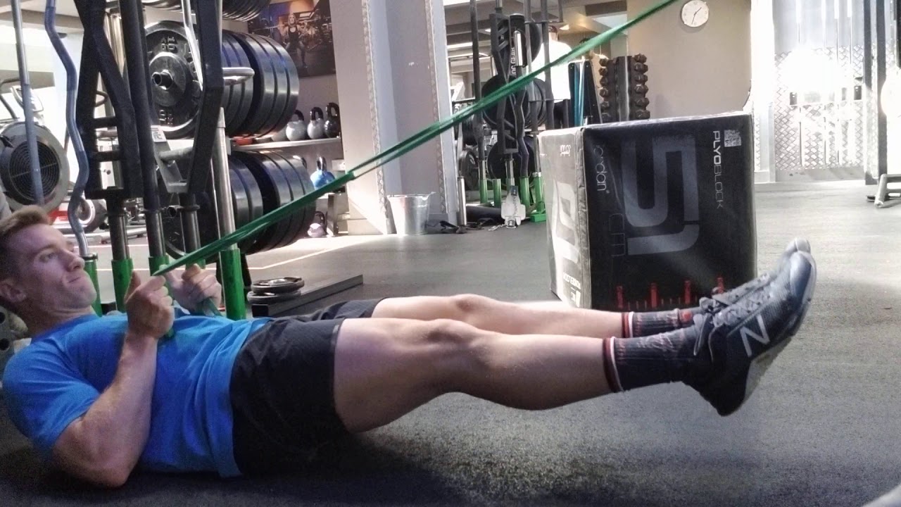 Hollow hold frog crunch w/ bands - YouTube