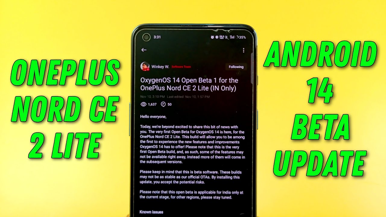 OnePlus Nord CE 2 Lite Android 14 & OxygenOS 14 Beta Update - YouTube