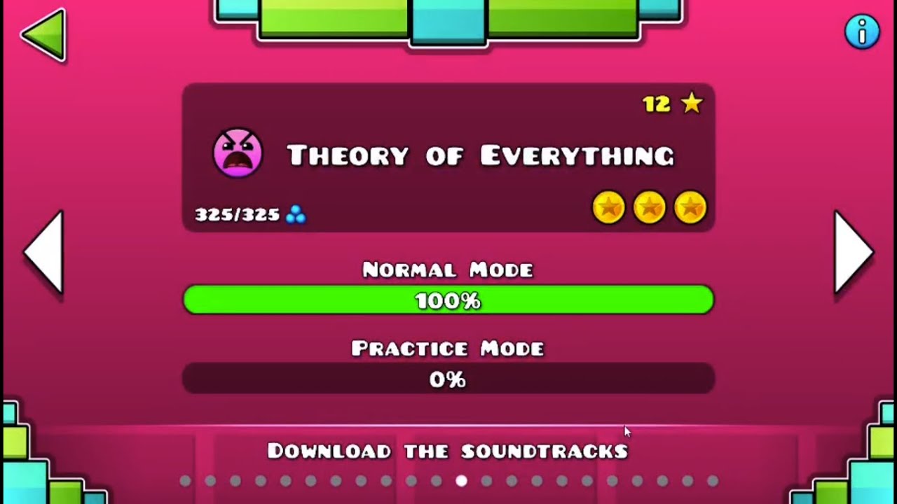 Geometry Dash Theory Of Everything 100% Complete all coins - YouTube
