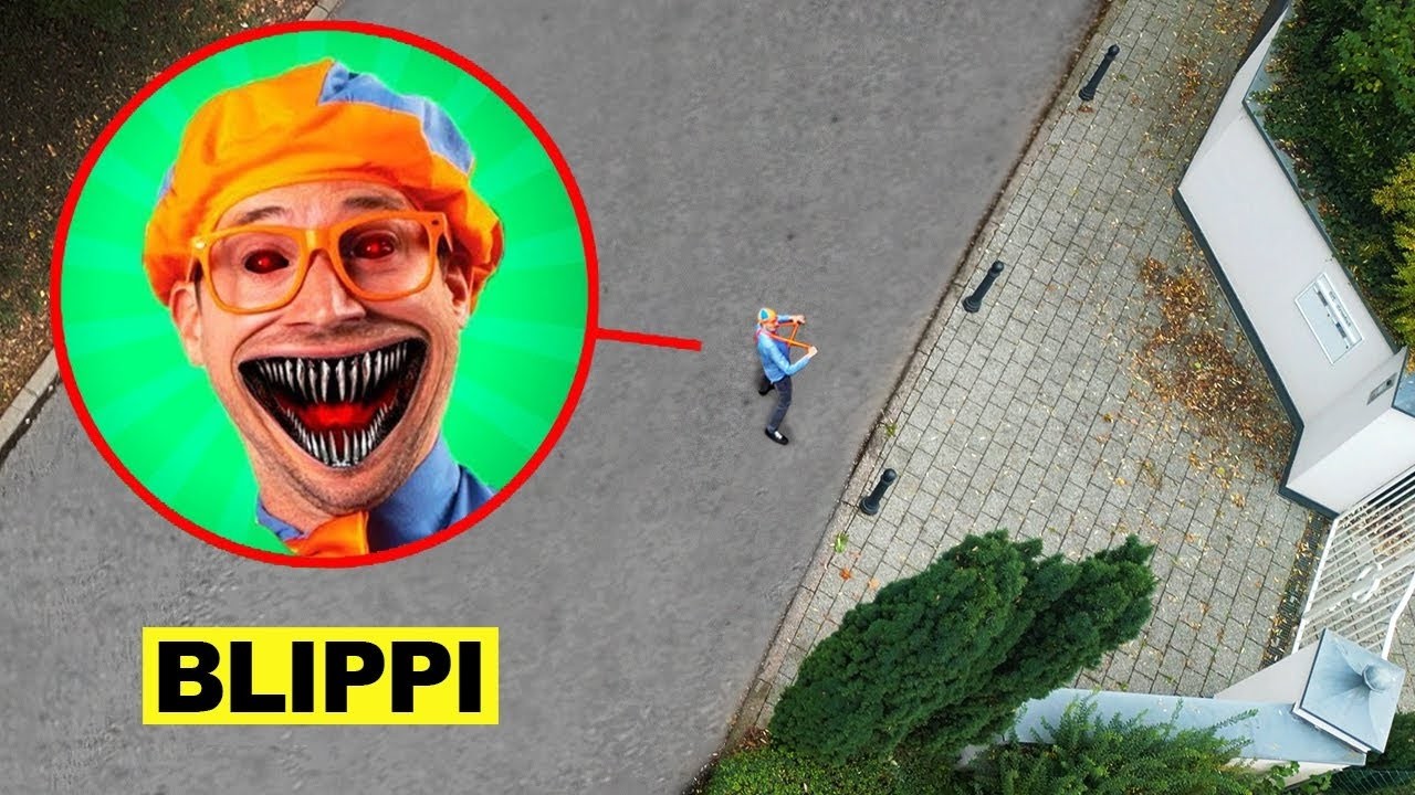 DRONE CATCHES EVIL SLIDE EATER EATS BLIPPI EXE ON CAMERA - YouTube