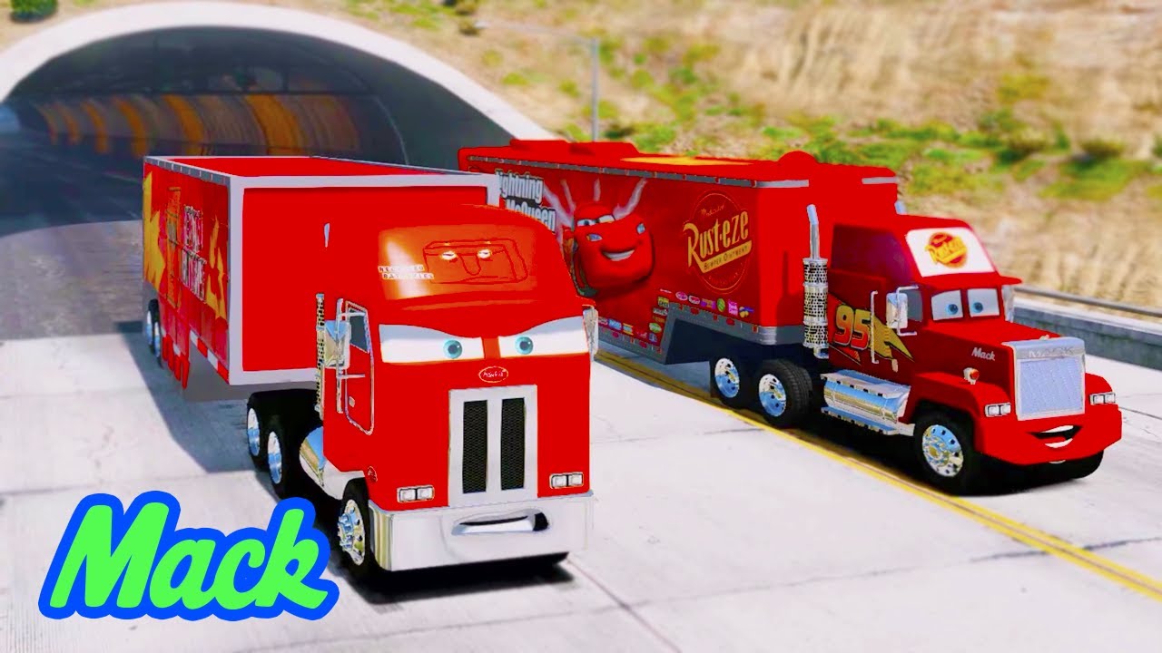 Mack Truck Jerry Peterbilt Hot Wheels Color Cars Rayo McQueen Disney ...