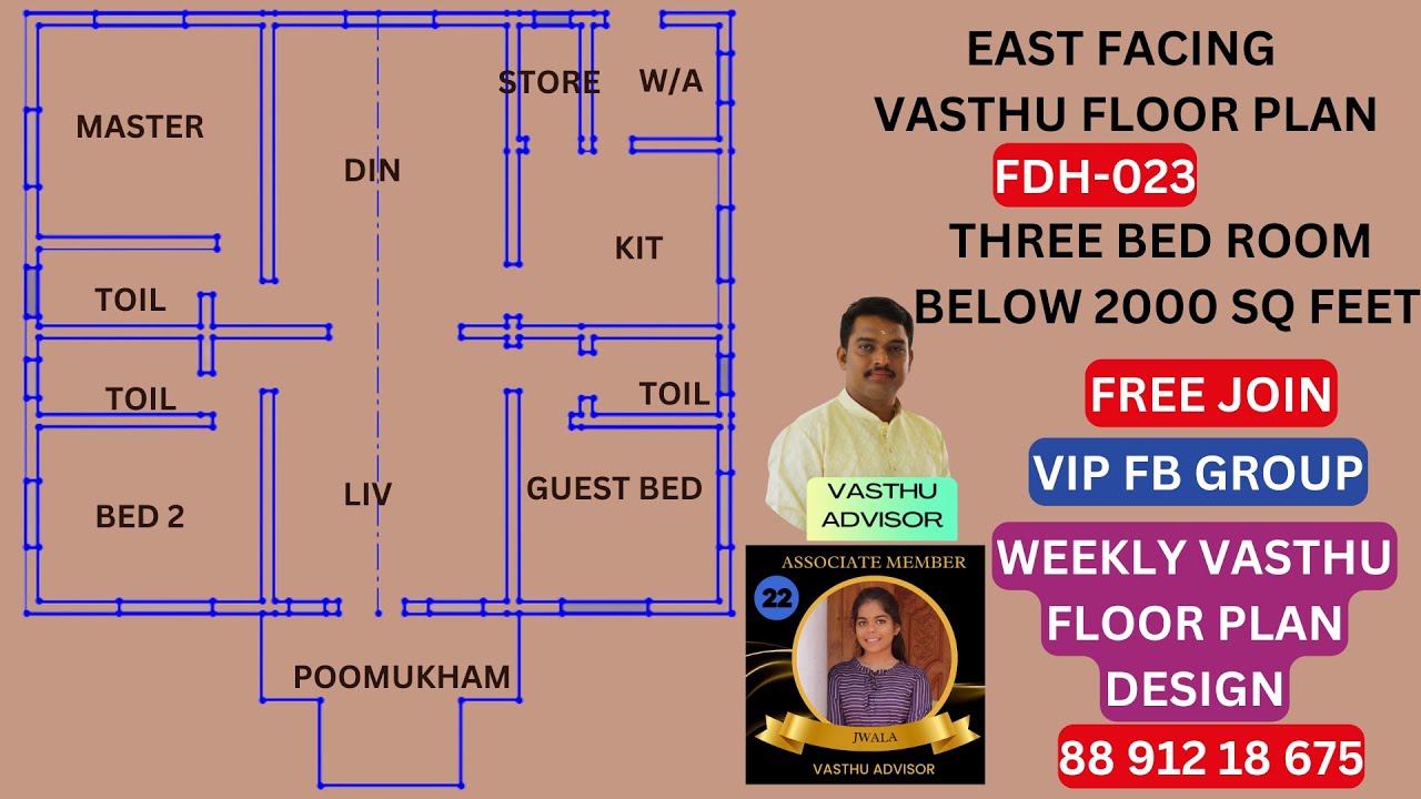 East Facing Vastu House Plans: Ideal Layout for 3 Bed, 3 Bath & More ...