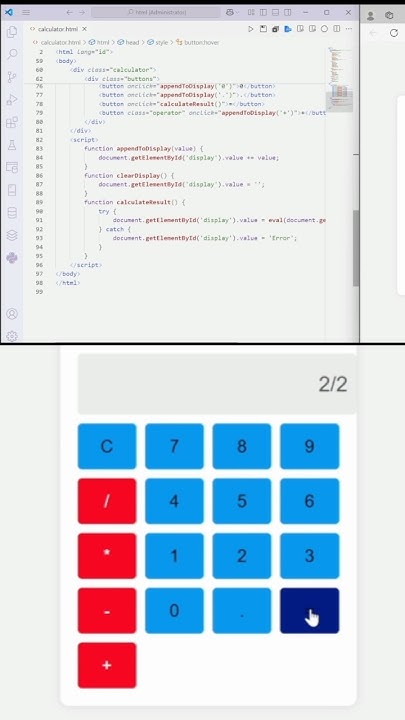 kalkulator sederhana dengan html #coding #codingan #html5 #htmlcss #programming #calculator ...