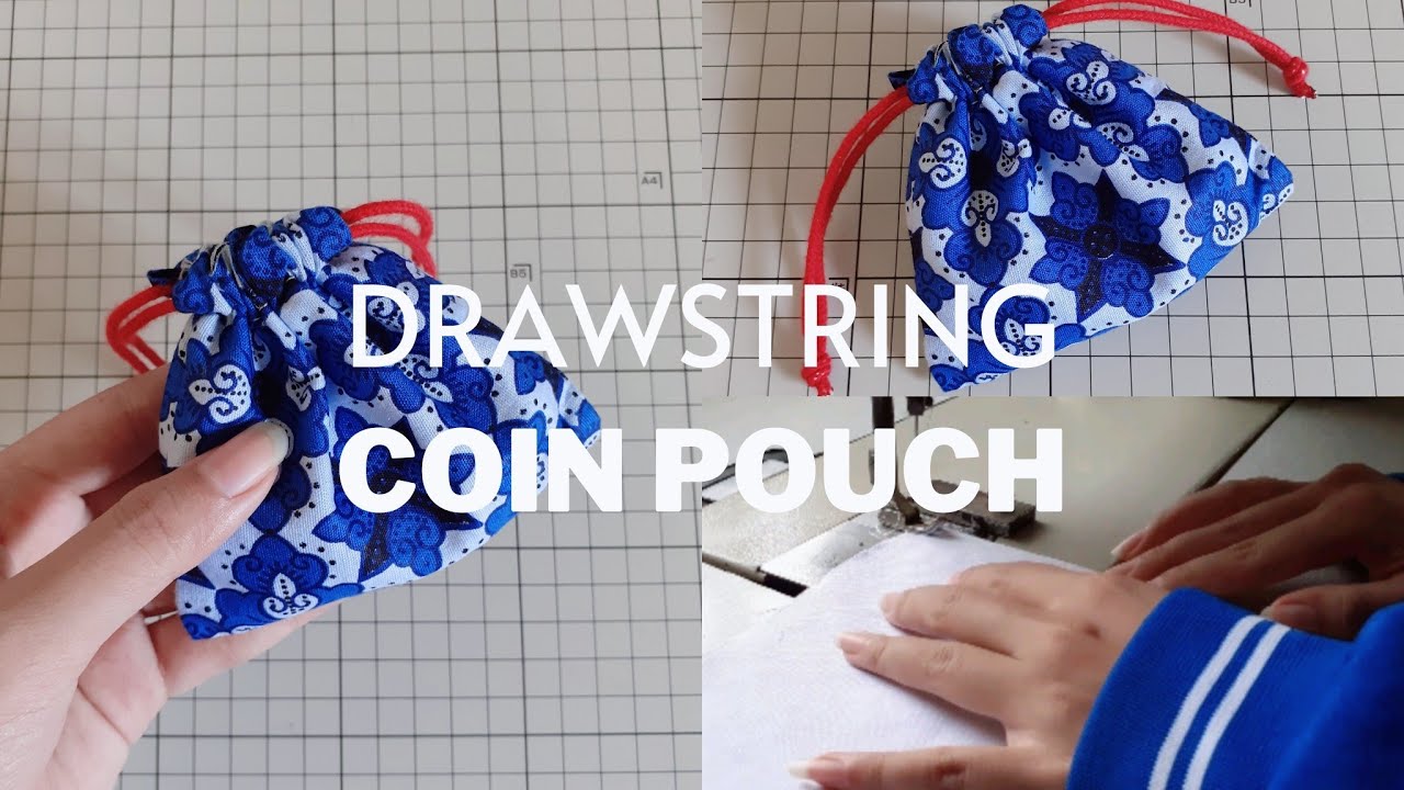 Drawstring Coin Pouch Making Process From a Piece of Unused Fabric in ...