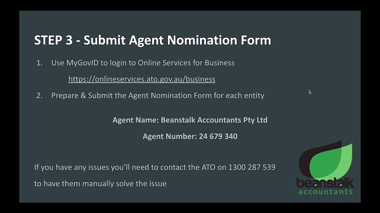 ATO Tax Agent Nomination: Step 3 - Submitting the form using online services for business - YouTube