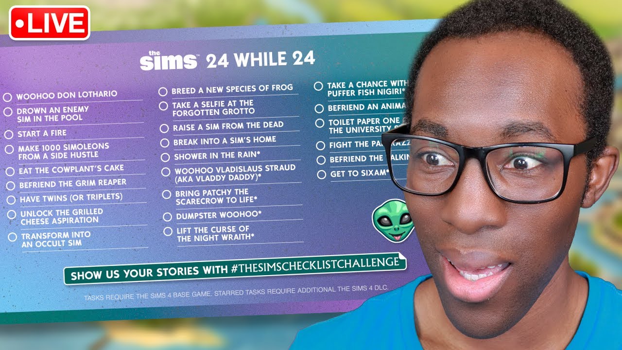 THE SIMS 4 CHECKLIST CHALLENGE [Live Charity Event for St.Jude] - YouTube
