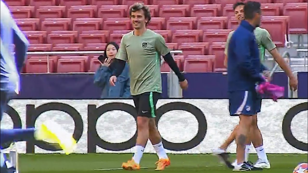 Antoine Griezmann leads Atletico Madrid training ahead of Dortmund ...
