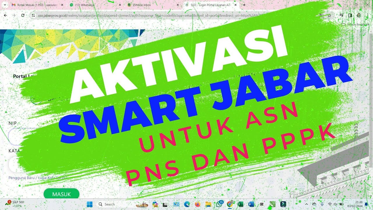 Aktivasi Akun SMART JABAR bagi ASN PNS dan PPPK - YouTube