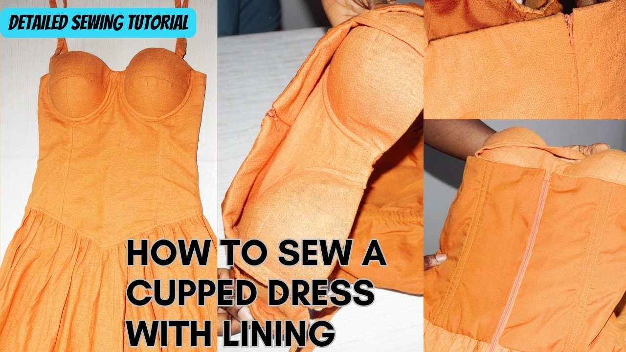How to Sew a Strap Breast Cup Dress - Detailed Sewing Tutorial Video ...