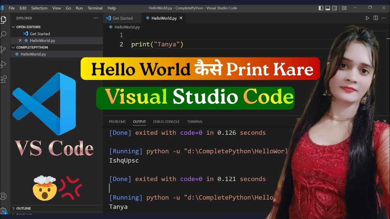 Vs Code Tutorial for beginners | How to use vs studio code in hindi Hello word print. - YouTube